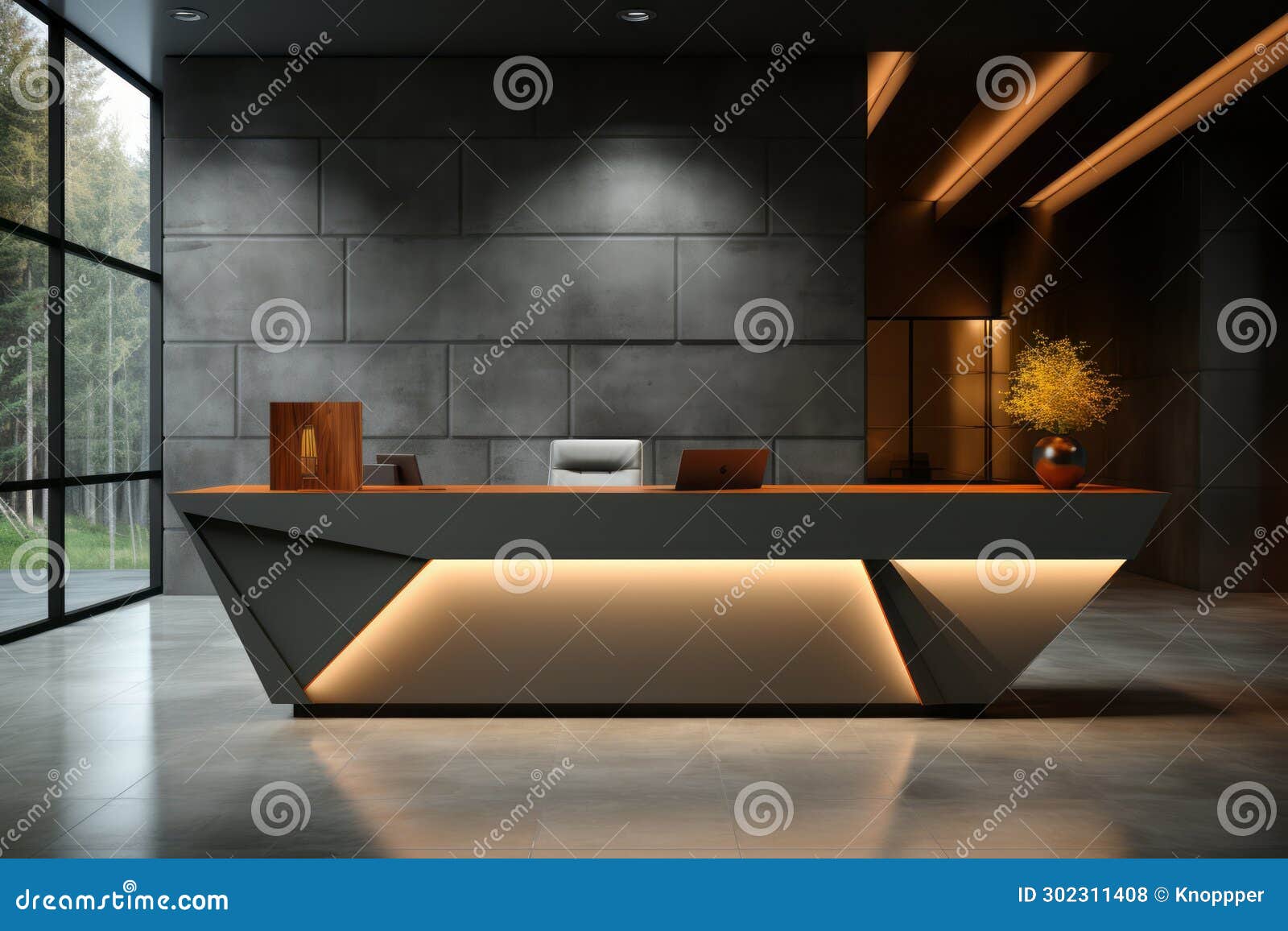 A Modern Reception Desk Design Concept Stock Illustration ...