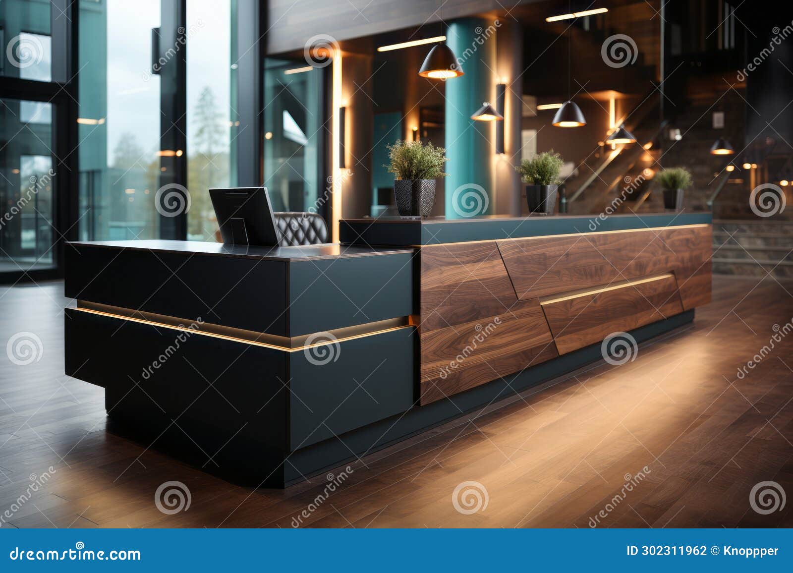 A Modern Reception Desk Design Concept Stock Illustration ...