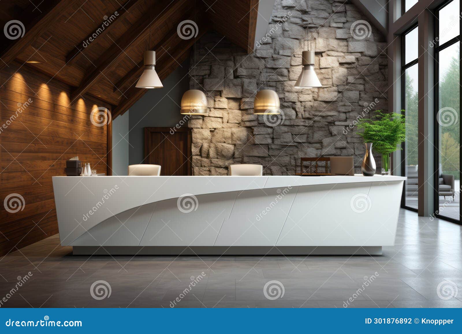 A Modern Reception Desk Design Concept Stock Illustration ...