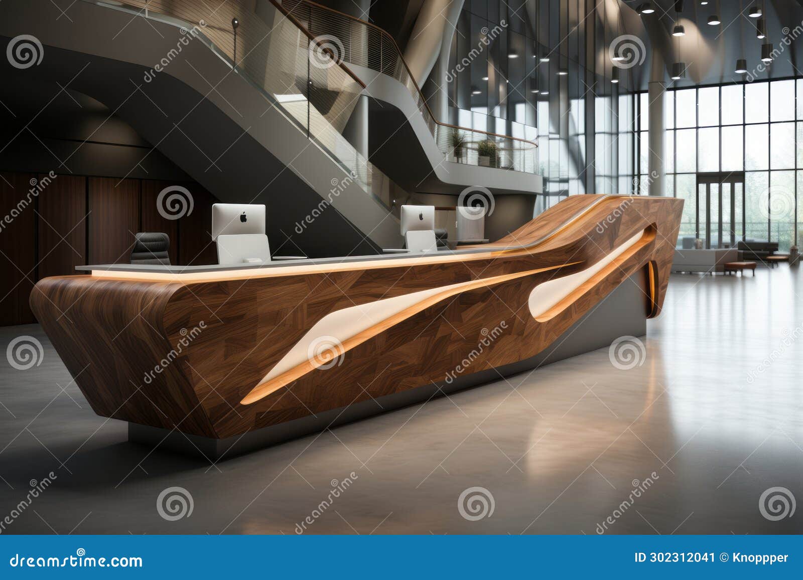 A Modern Reception Desk Design Concept Stock Illustration ...