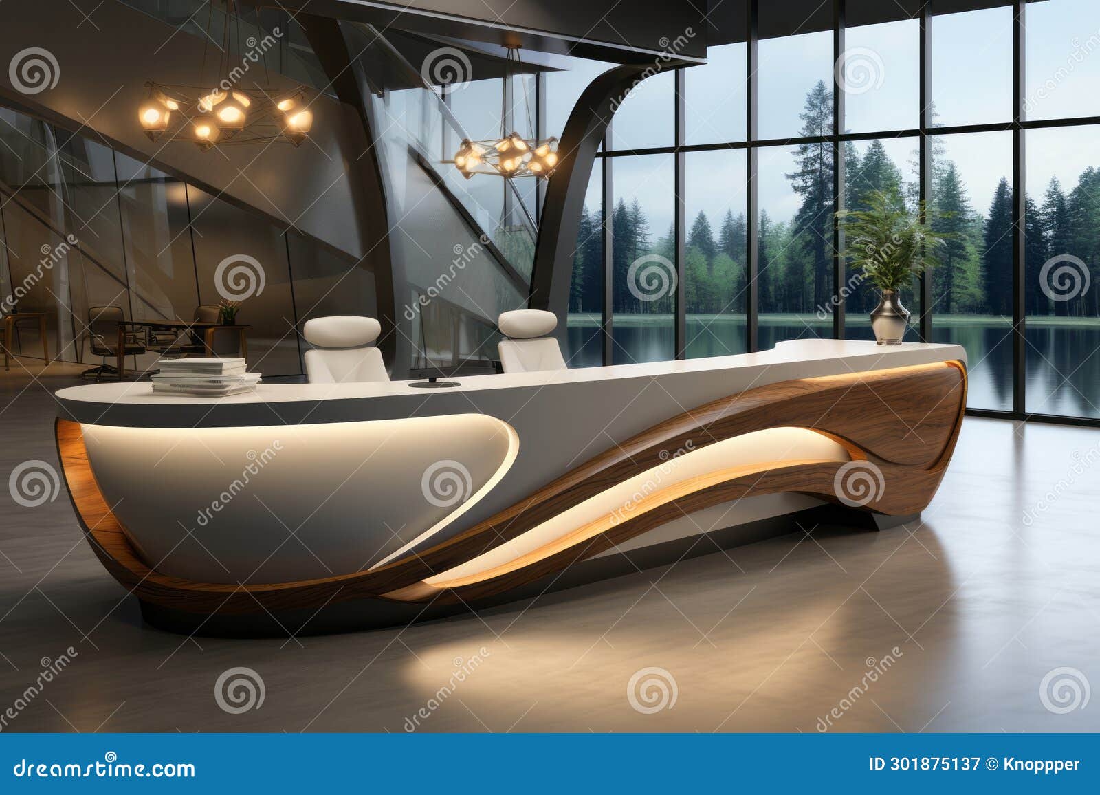 A Modern Reception Desk Design Concept Stock Illustration ...
