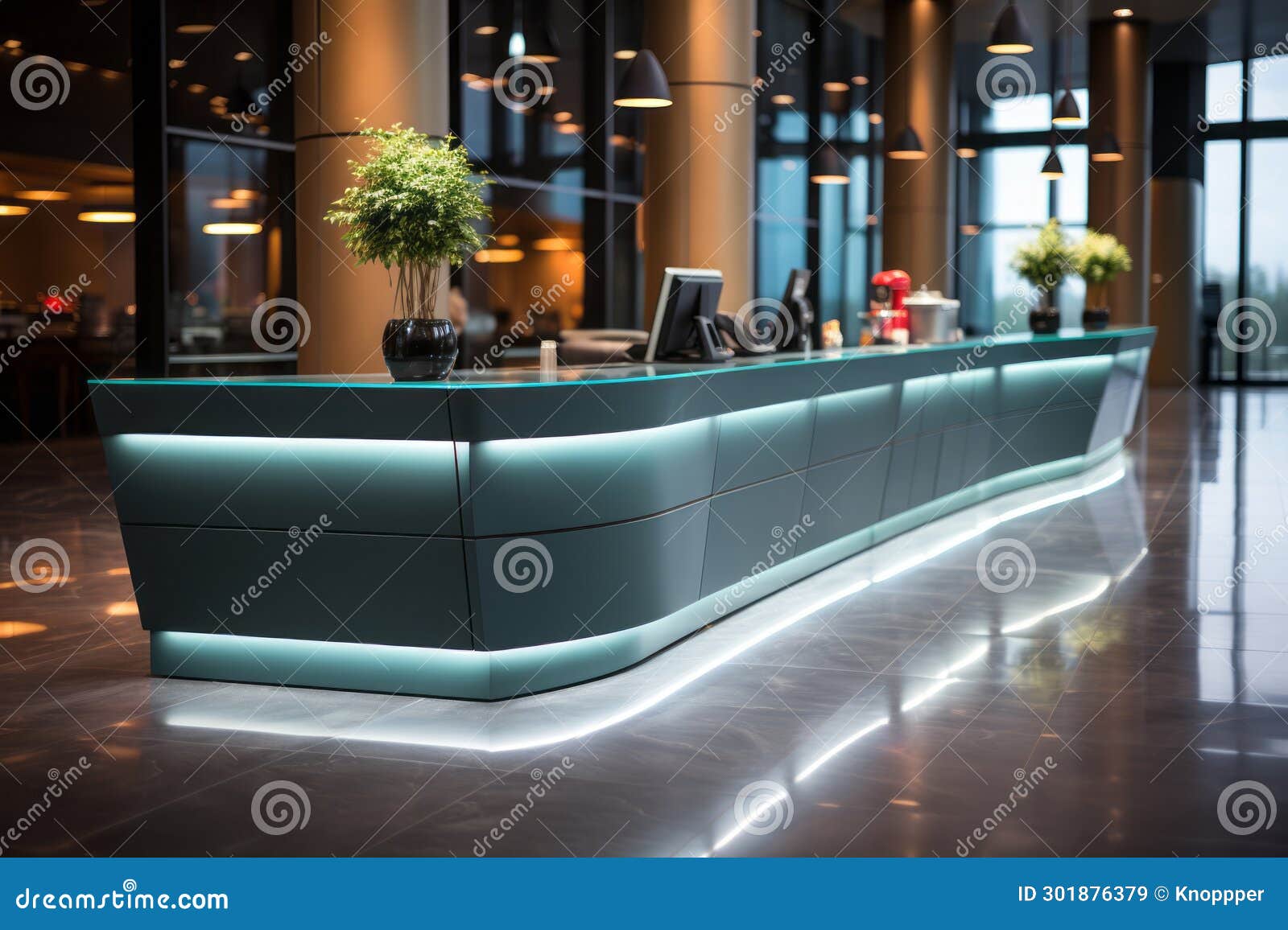 A Modern Reception Desk Design Concept Stock Illustration ...