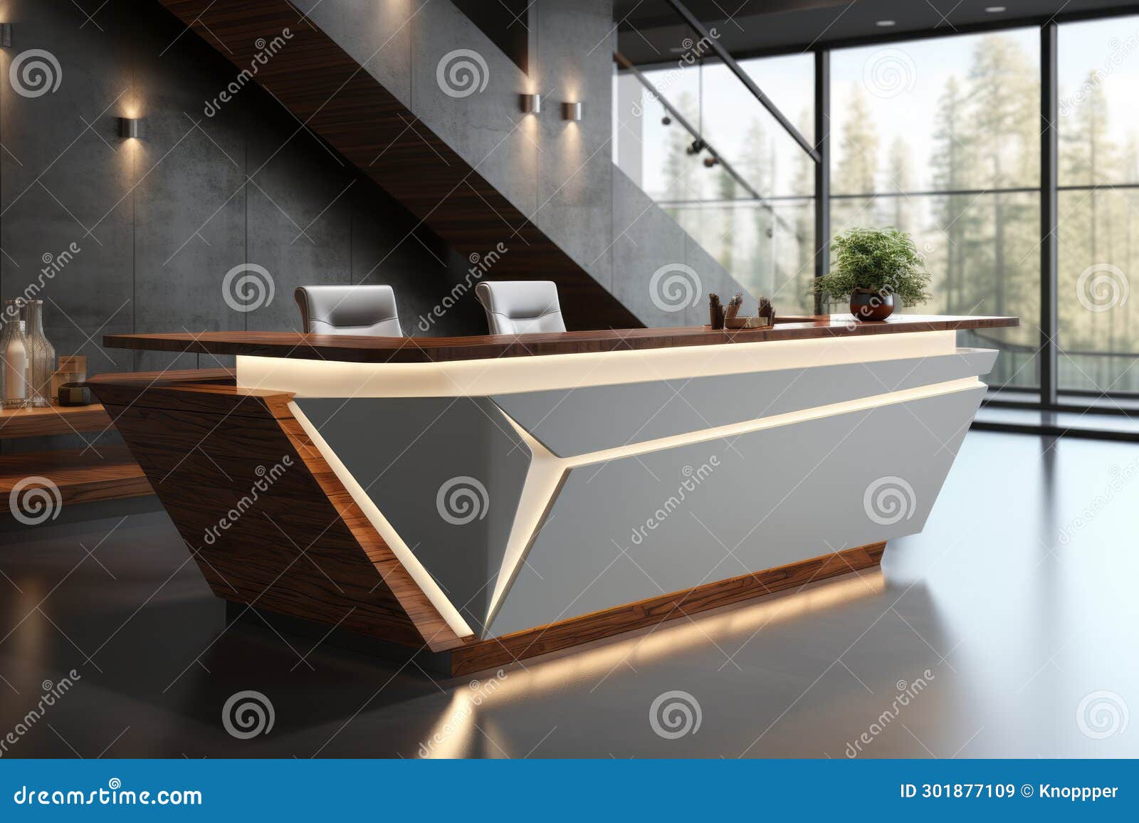 A Modern Reception Desk Design Concept Stock Illustration ...