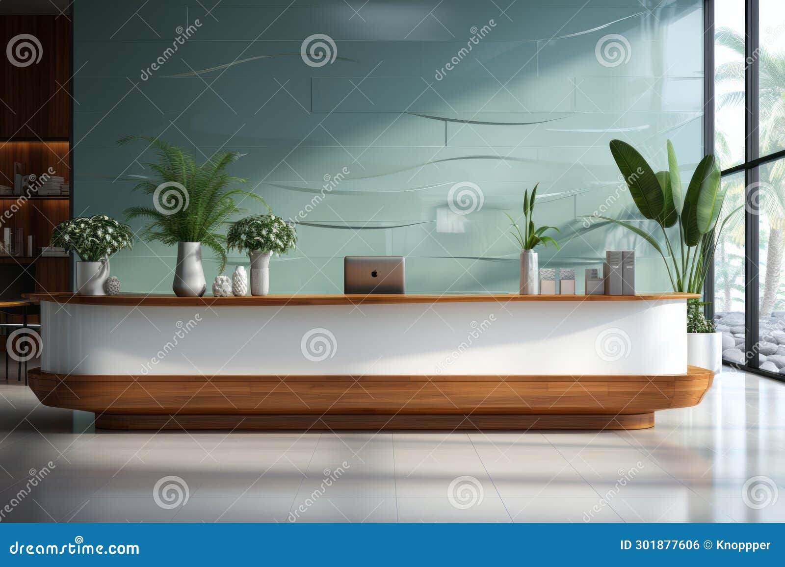 A Modern Reception Desk Design Concept Stock Illustration ...