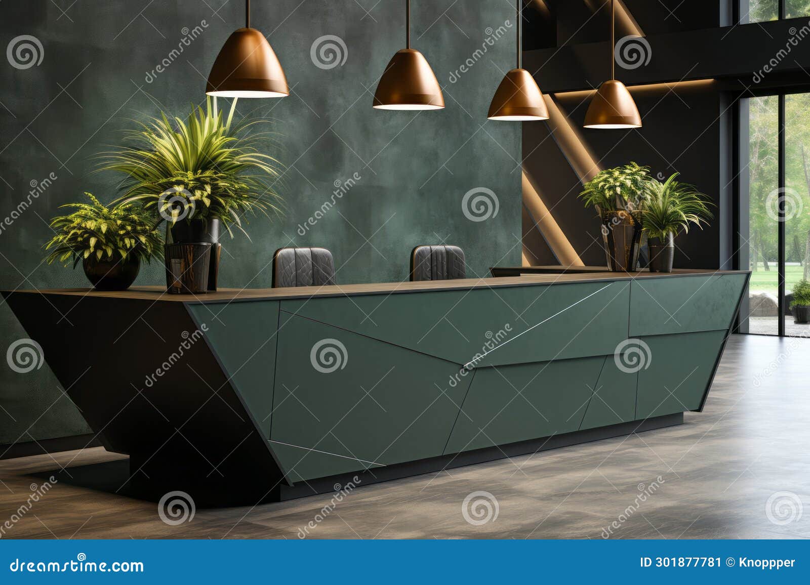 A Modern Reception Desk Design Concept Stock Illustration ...