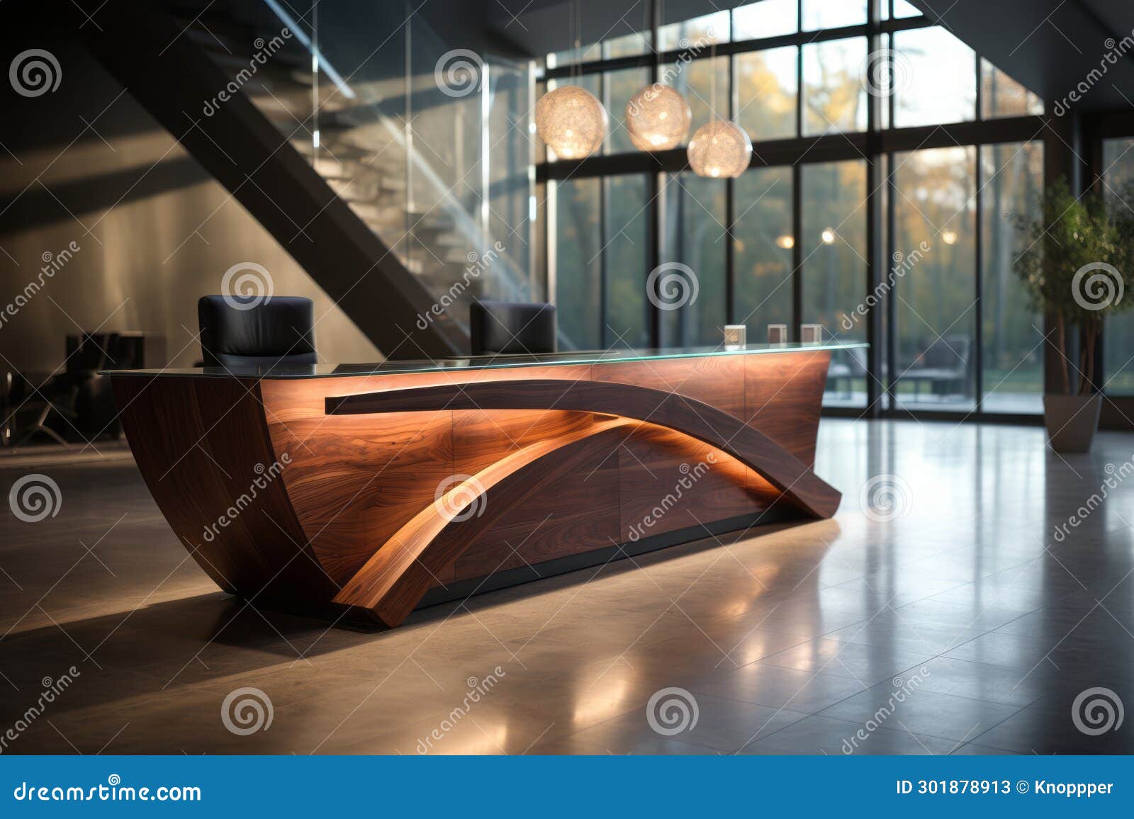 A Modern Reception Desk Design Concept Stock Illustration ...