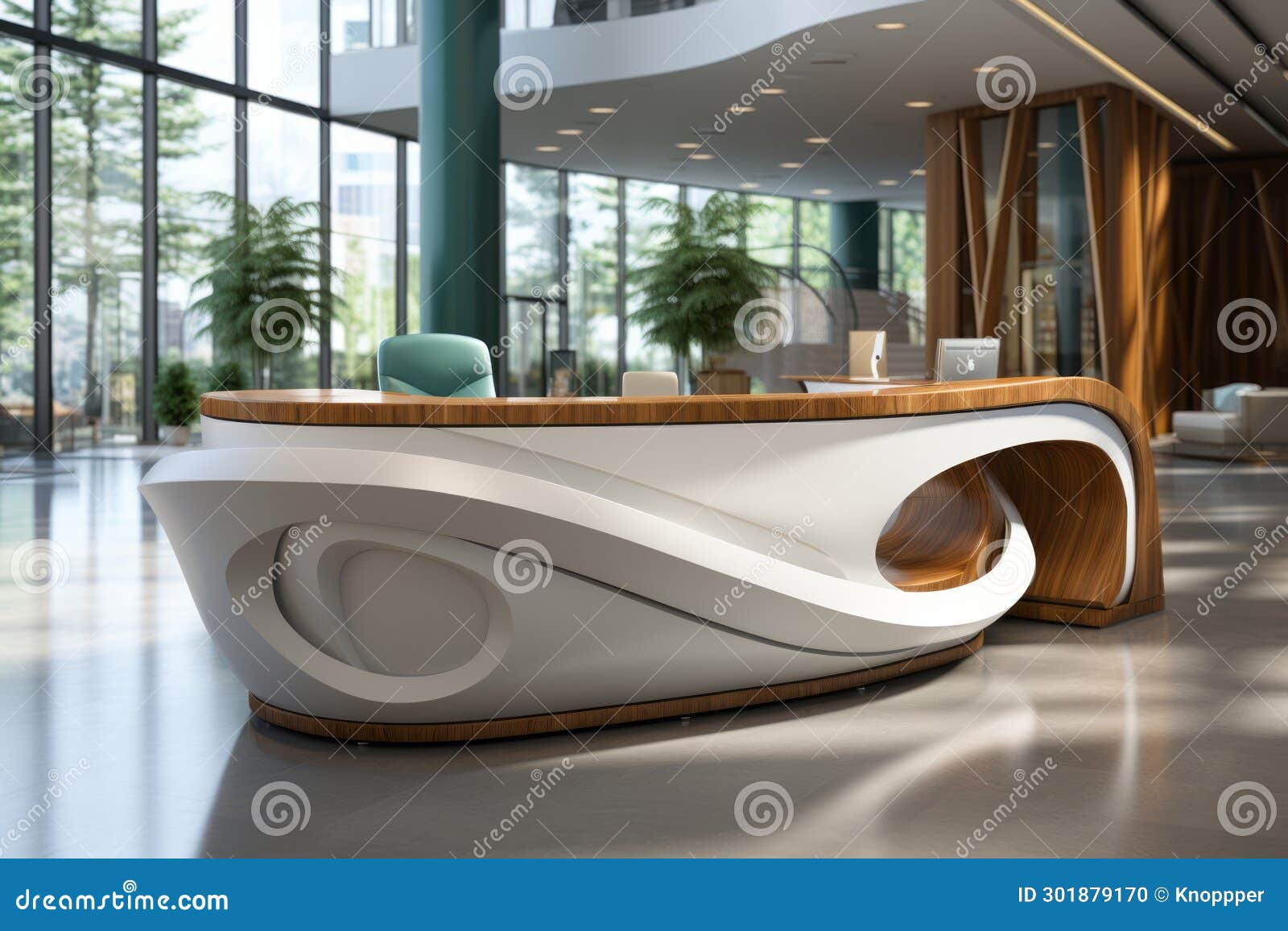 A Modern Reception Desk Design Concept Stock Illustration ...
