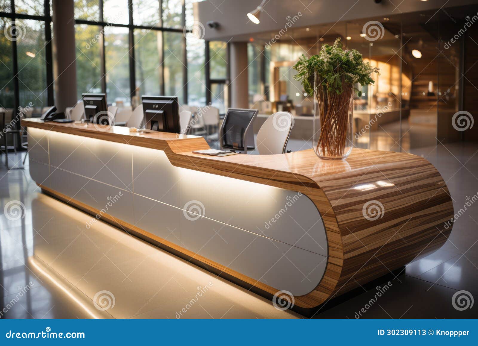 A Modern Reception Desk Design Concept Stock Illustration ...