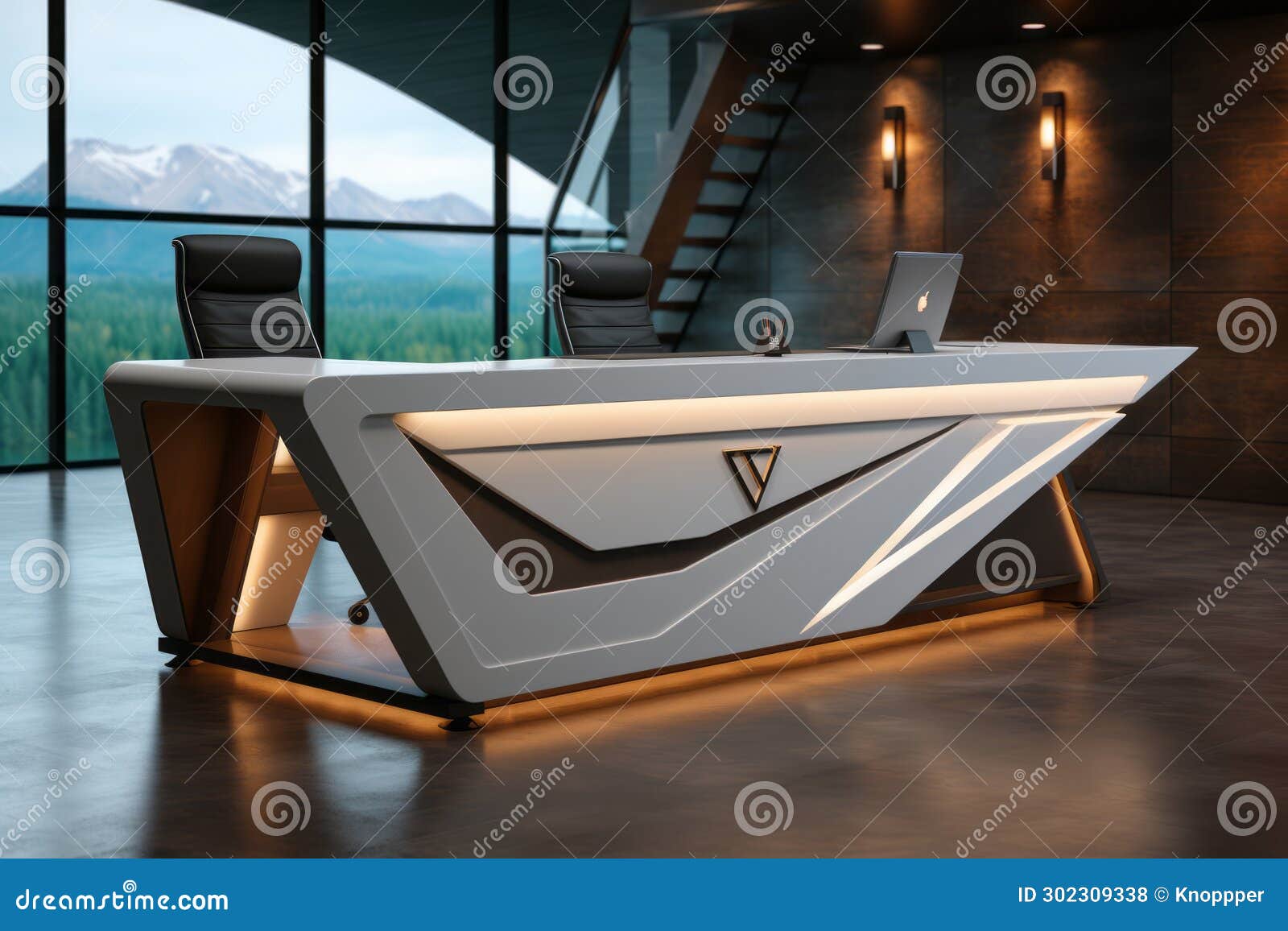 A Modern Reception Desk Design Concept Stock Illustration ...