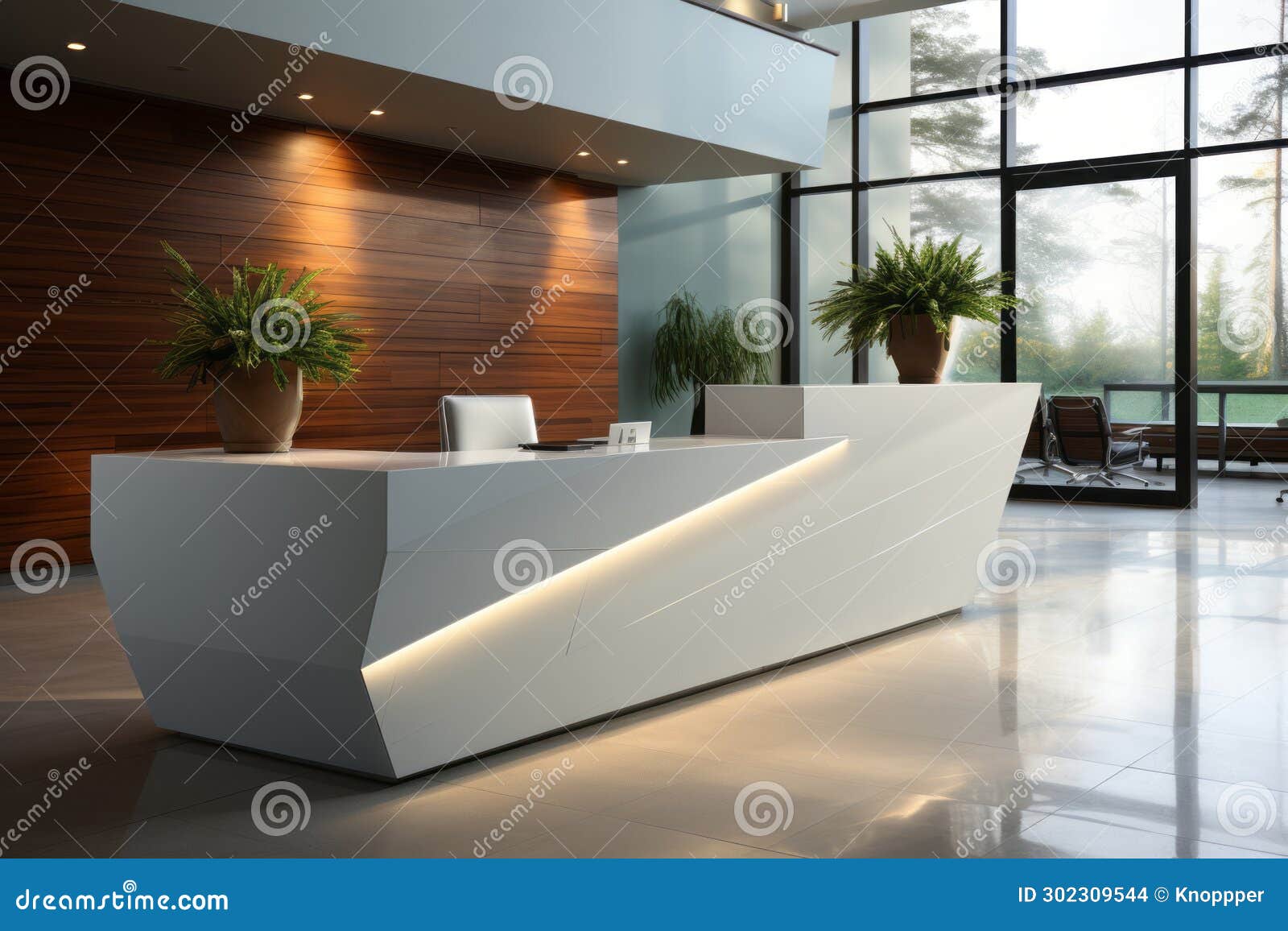 A Modern Reception Desk Design Concept Stock Illustration ...
