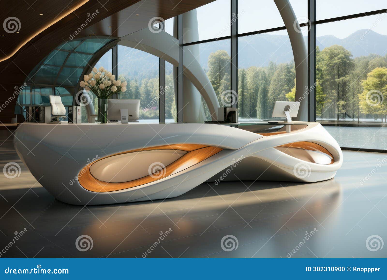 A Modern Reception Desk Design Concept Stock Illustration ...