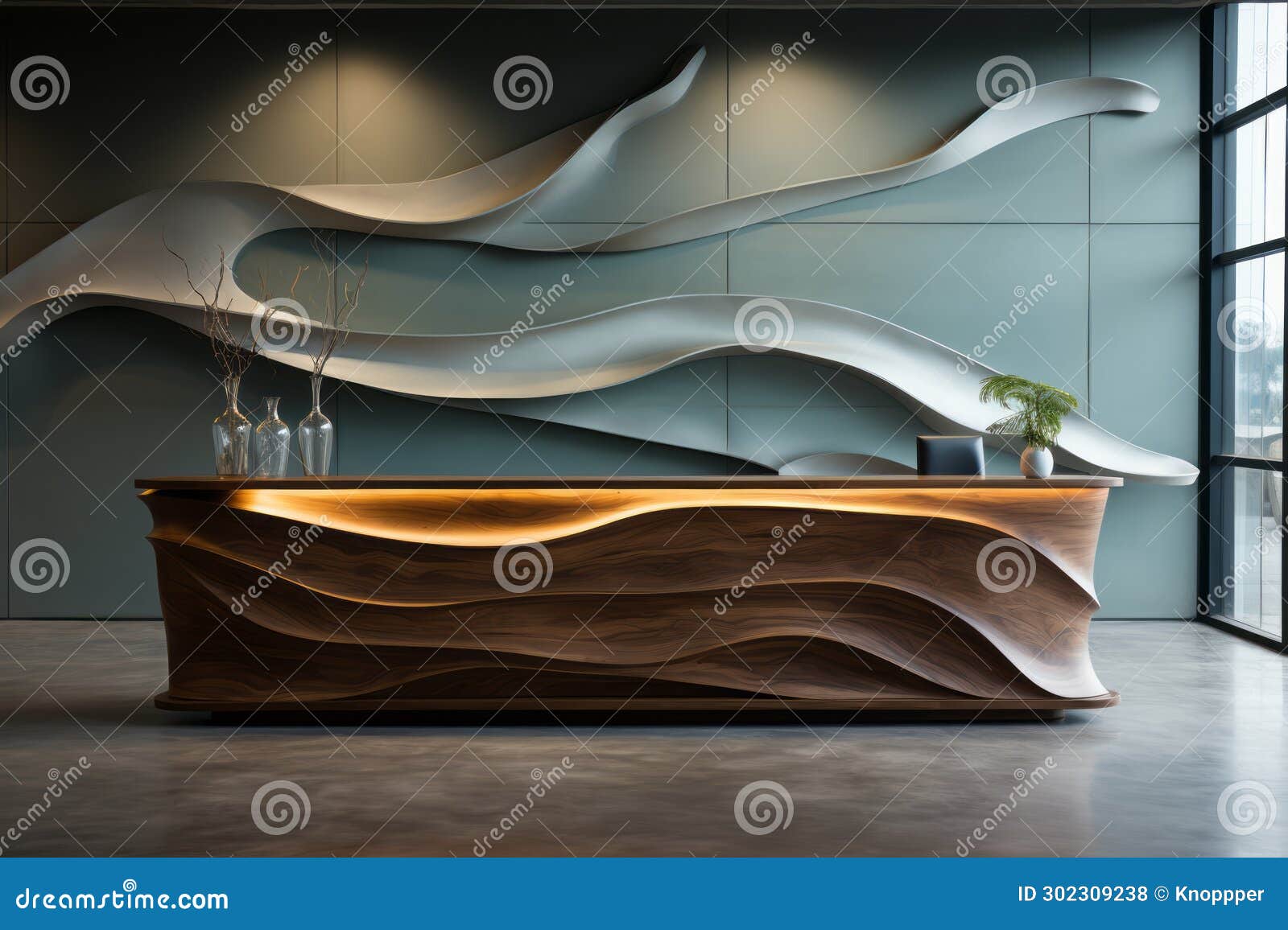A Modern Reception Desk Design Concept Stock Illustration ...