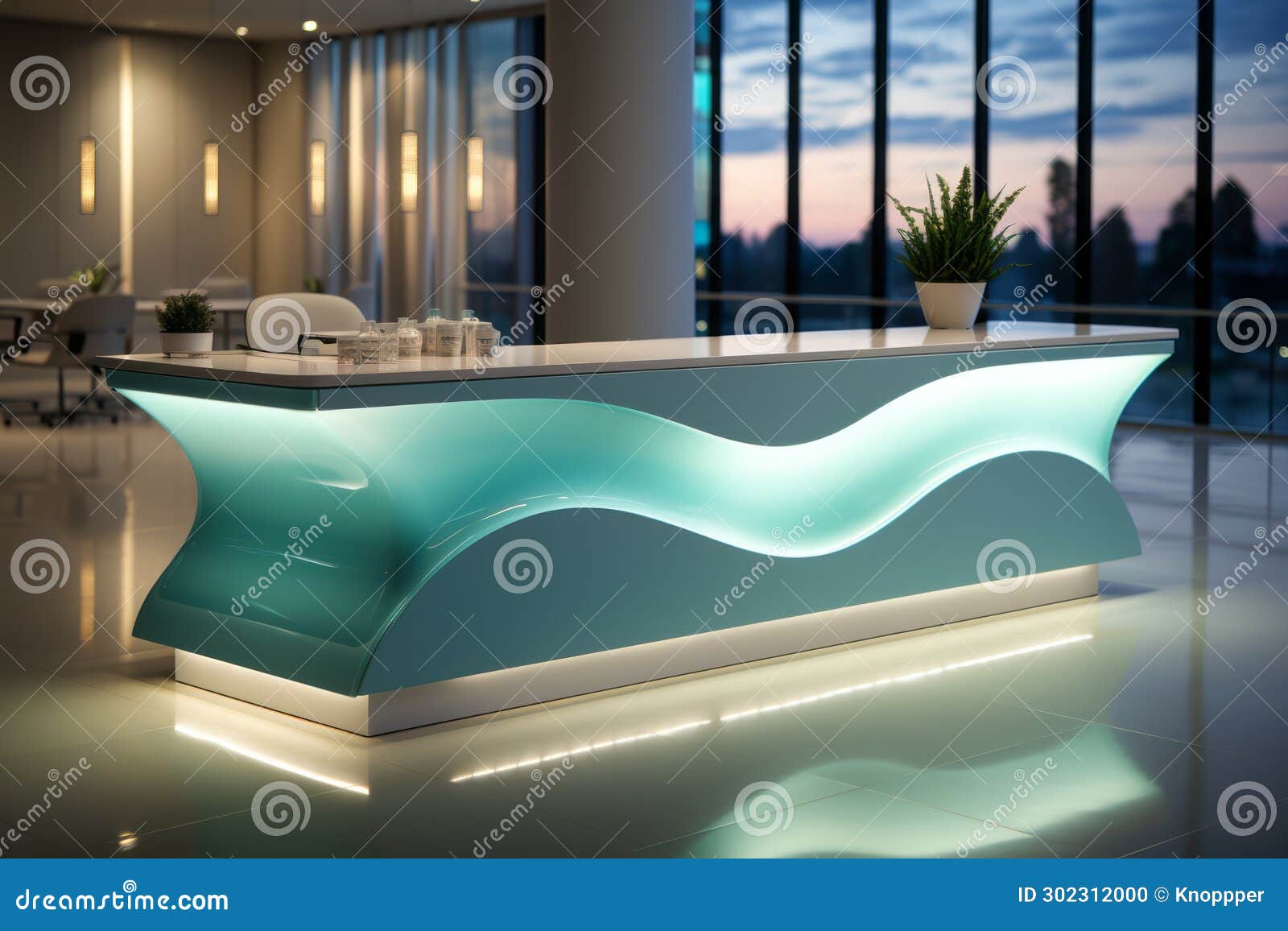 A Modern Reception Desk Design Concept Stock Illustration ...
