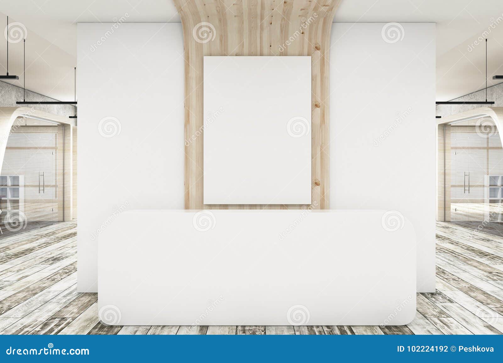 Modern Reception Desk With Empty Whiteboard Stock Photography ...