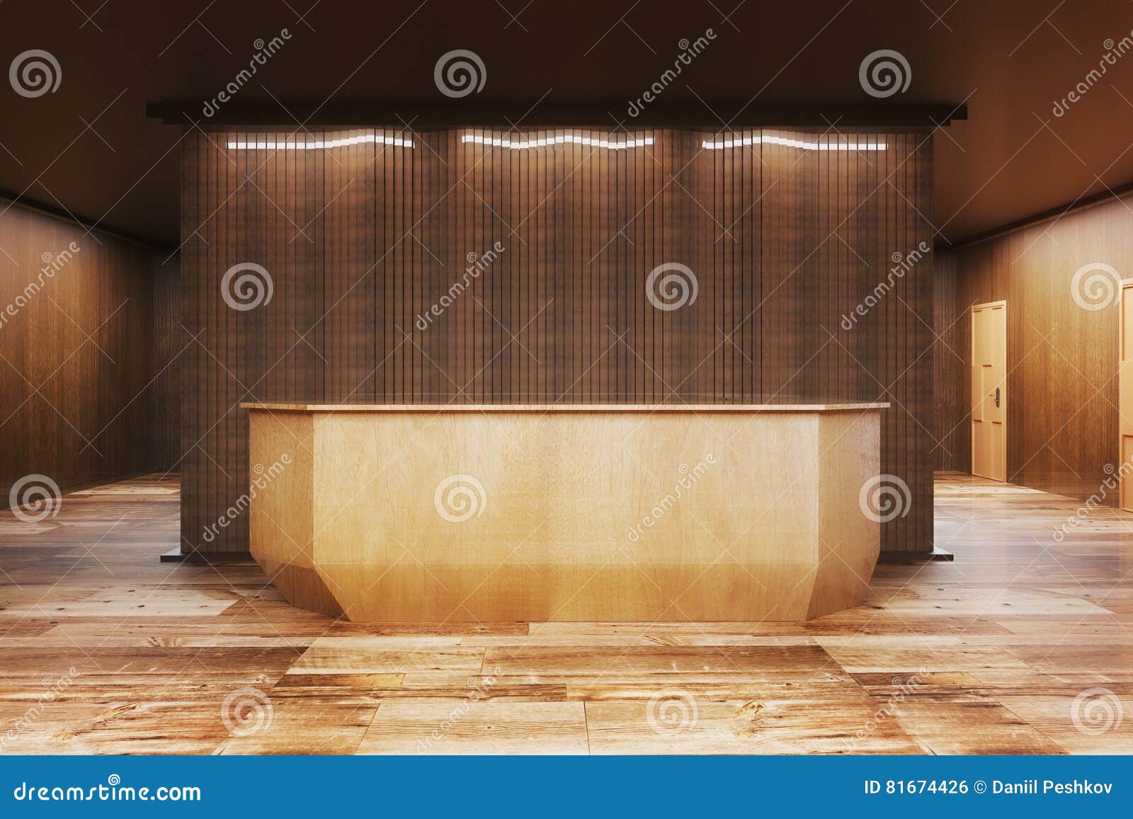 Modern Reception Desk Front Stock Illustration - Illustration of ...