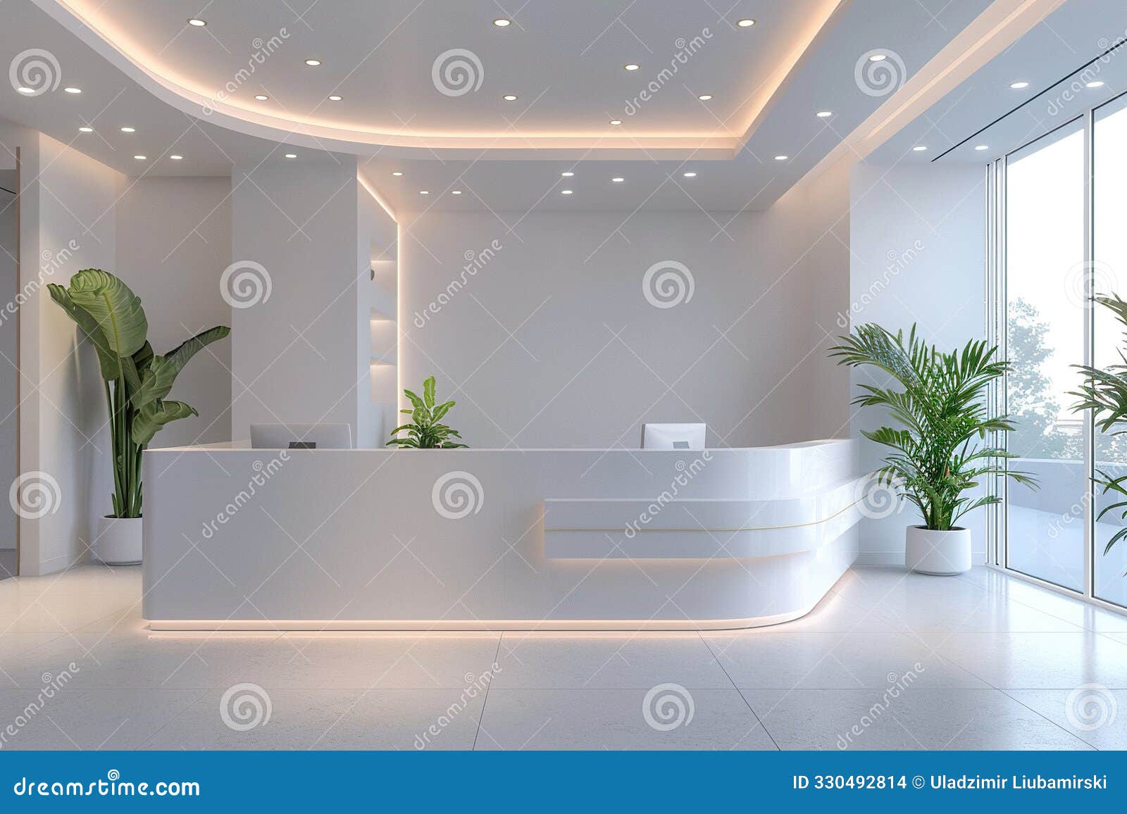 Modern Reception Desk in a Medical Center. Generated by Artificial ...