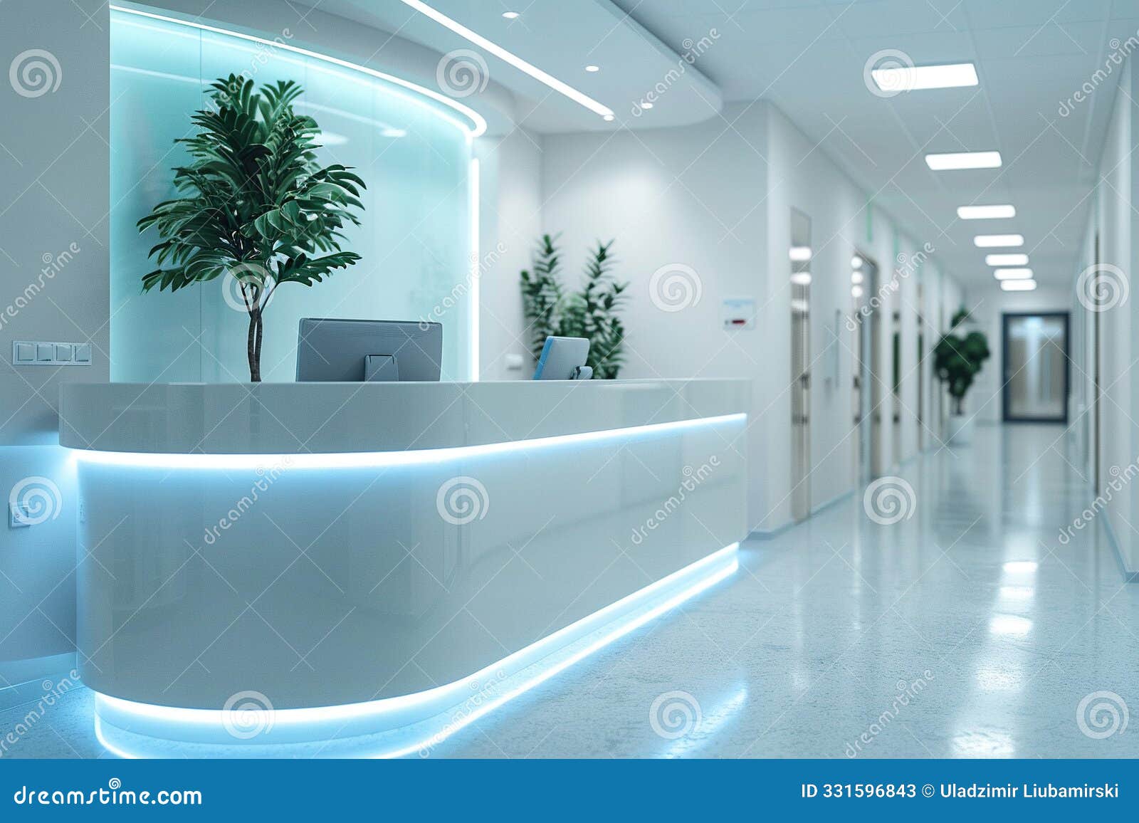 Modern Reception Desk in a Medical Center. Generated by Artificial ...