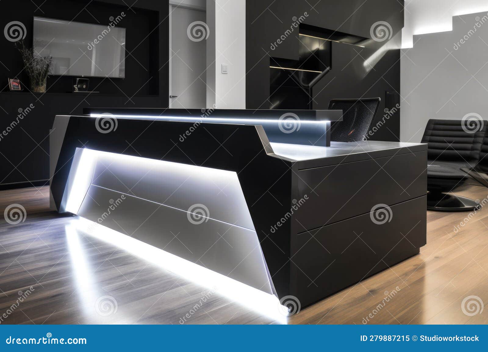 Modern Reception Desk with Sleek Design, Touch Screen Controls and ...