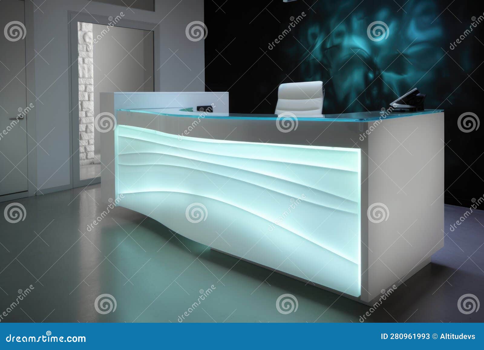 Modern Reception Desk with Sleek Design, Touch Screen Controls and ...
