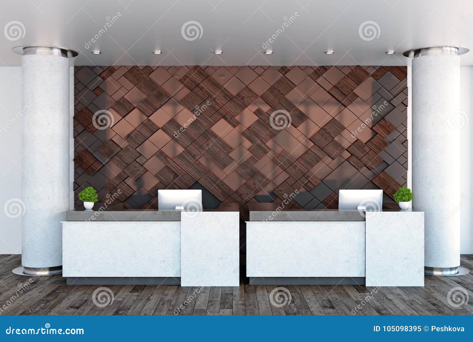 Modern Reception with Empty Banner Stock Illustration - Illustration of ...