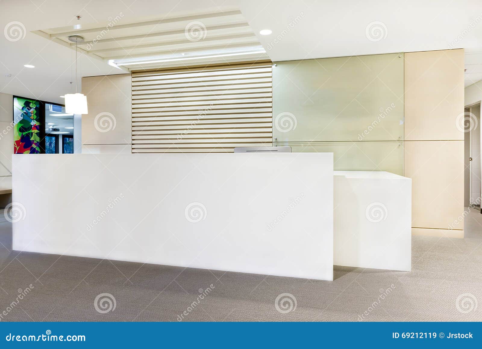 Modern Reception Office or Building with Lights on Stock Image - Image ...