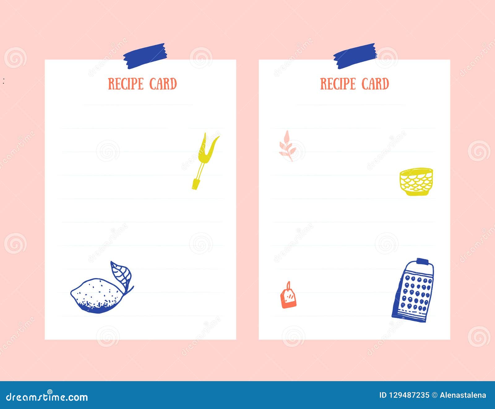 Modern Recipe Card Template Set for Cookbook. Menu Vector Illustration ...