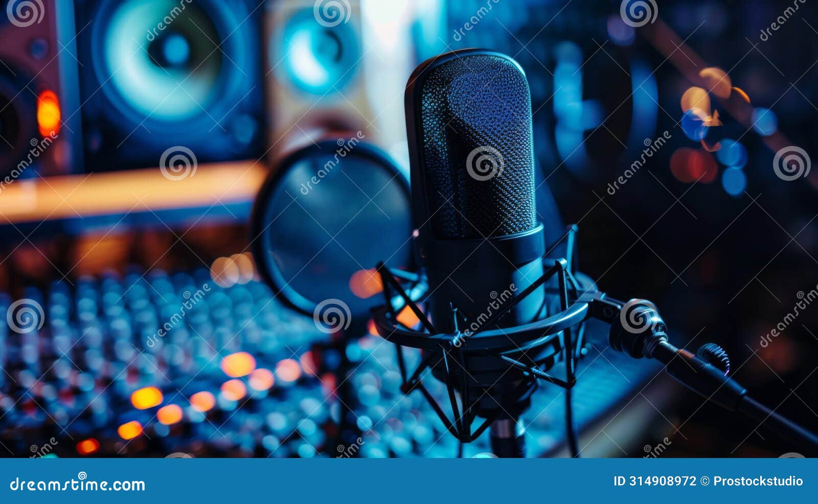 Modern Recording Studio with Microphone and Sound Board Stock Photo ...