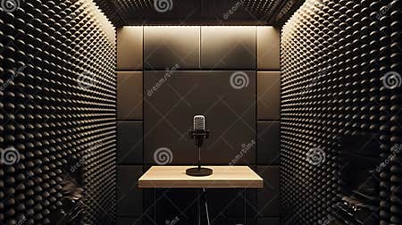 Modern Recording Studio Vocal Booth with Microphone Stock Photo - Image ...