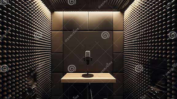 Modern Recording Studio Vocal Booth with Microphone Stock Photo - Image ...