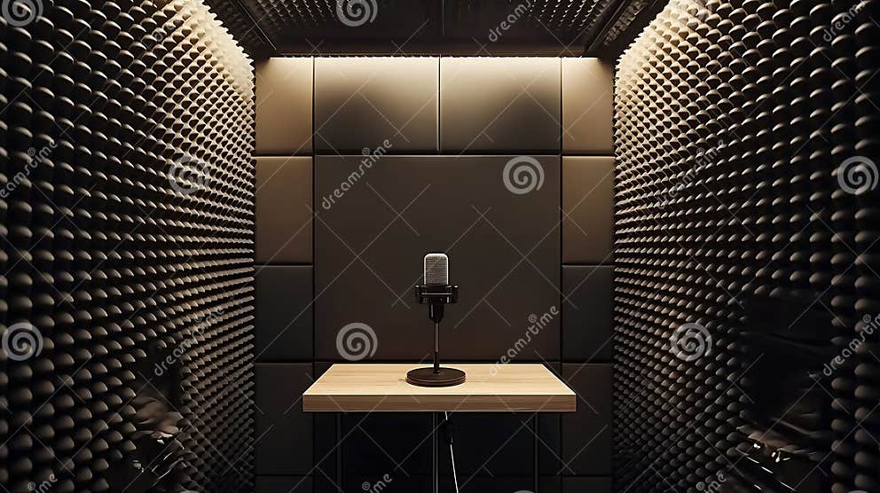 Modern Recording Studio Vocal Booth with Microphone Stock Photo - Image ...