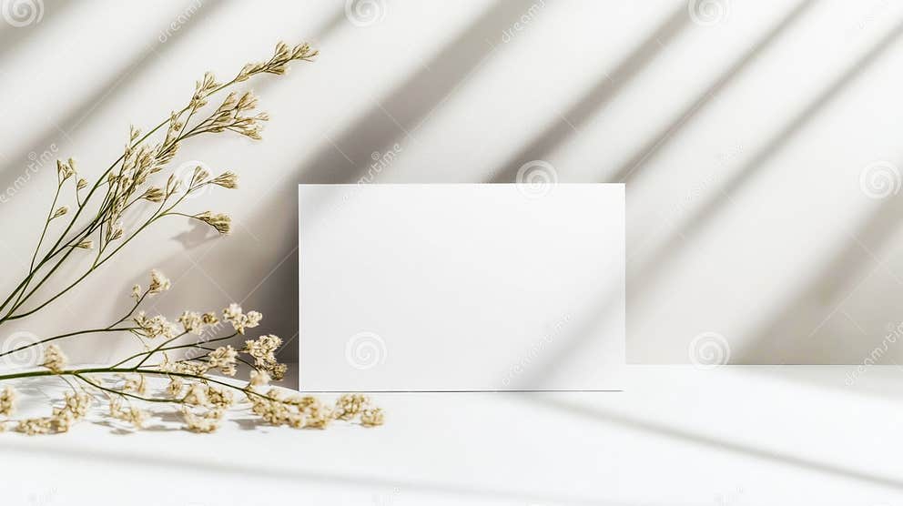 Modern Rectangular Business Card Mockup with Soft Shadows on a Neutral ...