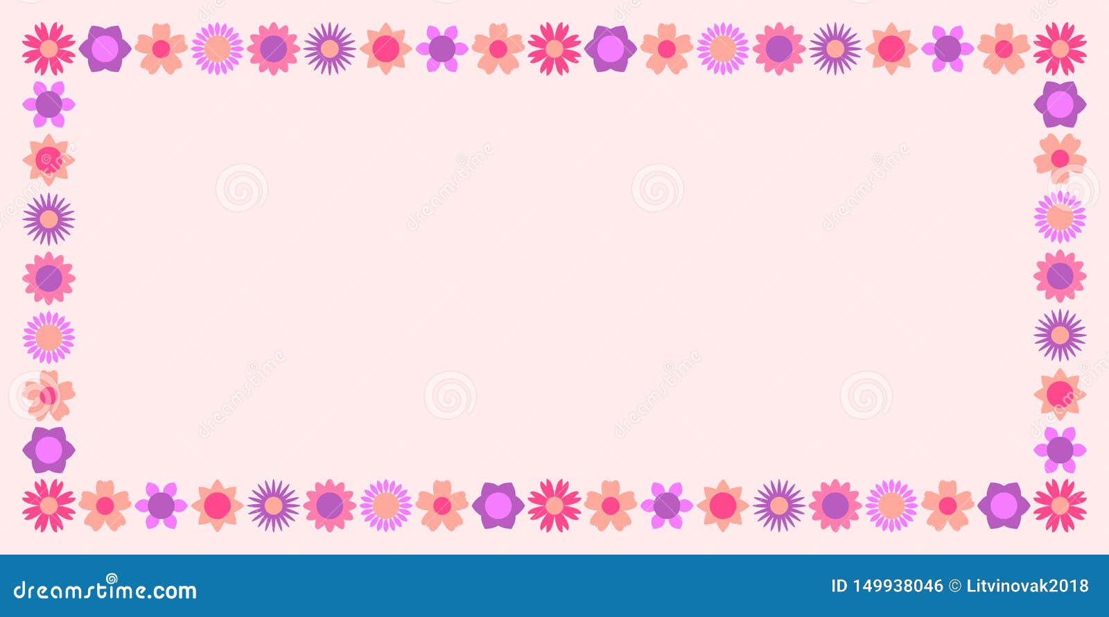 Modern Rectangular Floral Frame with Colorful Beautiful Flowers Stock ...