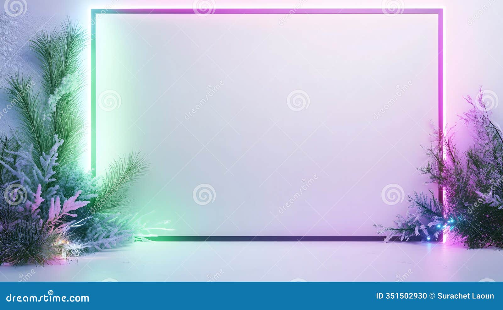 Modern Rectangular Frame with Colorful Neon Lights, Surrounded by ...