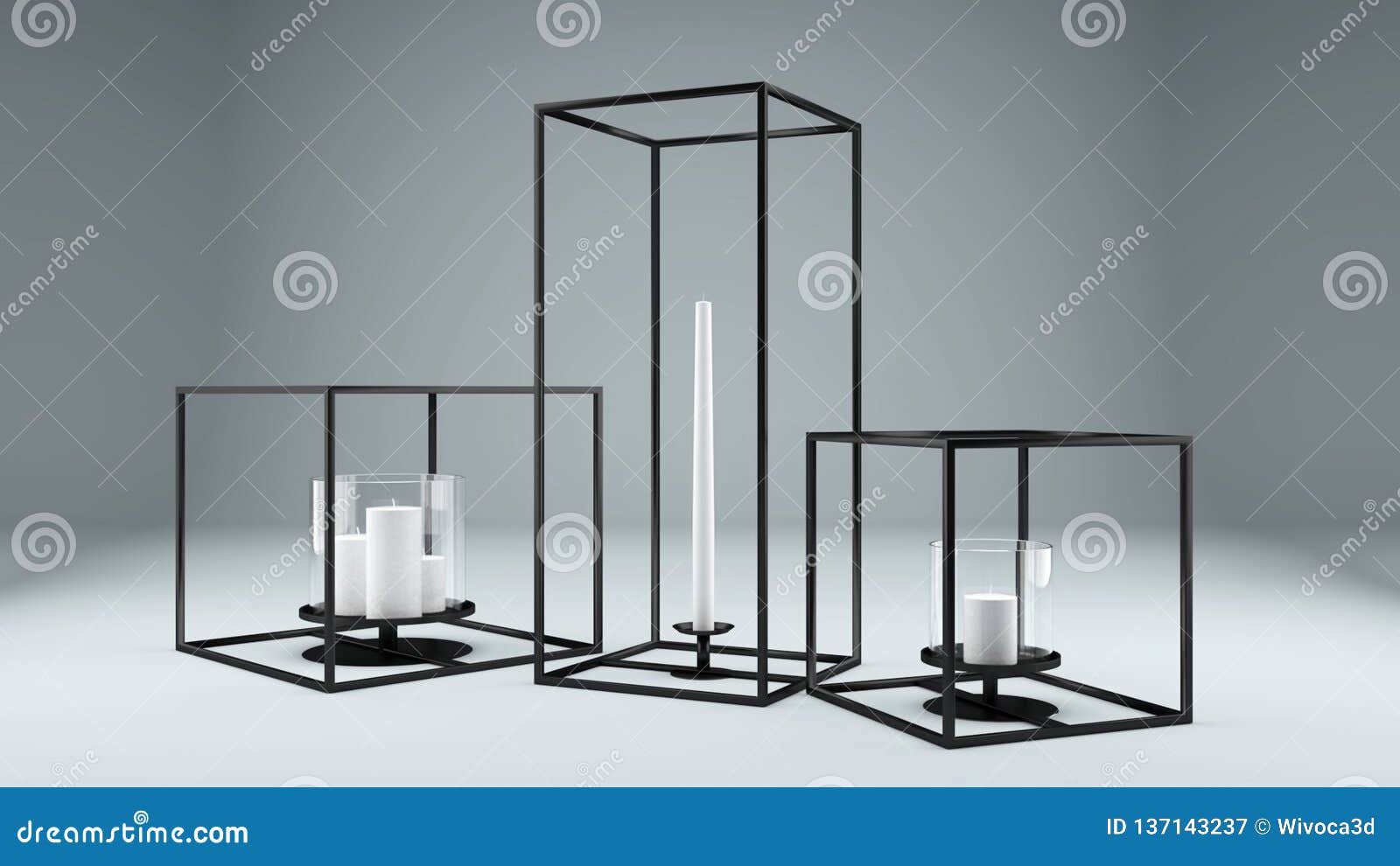 Modern Rectangular Metal Framed Candle Holder Stock Illustration ...