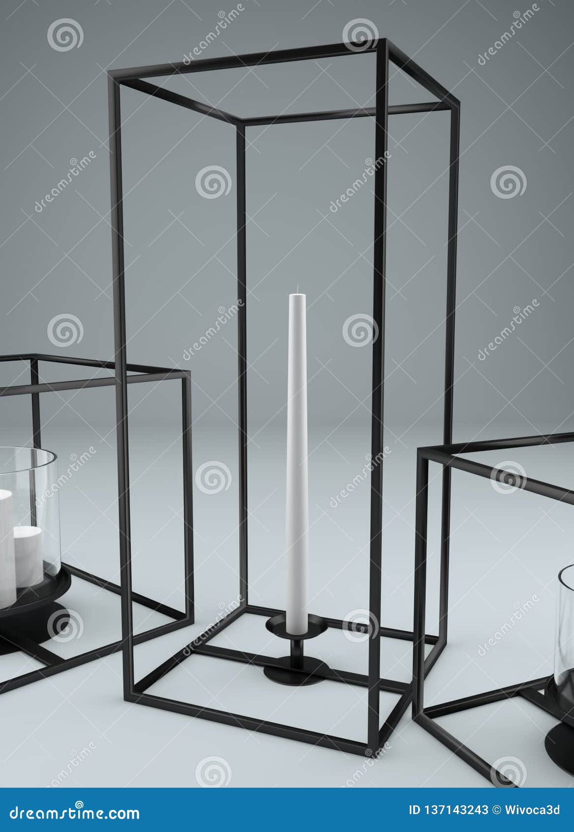 Modern Rectangular Metal Framed Candle Holder Stock Illustration ...