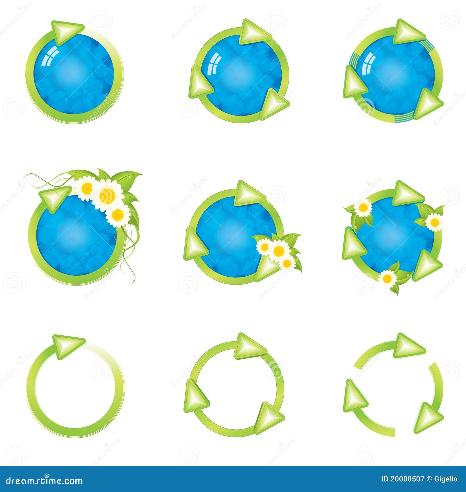 Modern Recycle Green Icons Set Stock Vector - Illustration of green ...