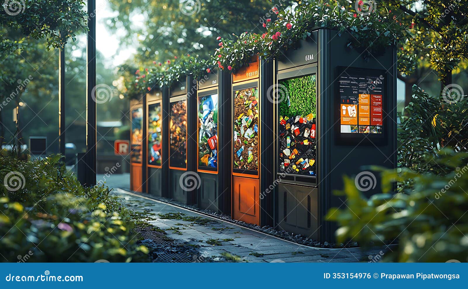 Modern Recycling and Compost Hub Featuring Interactive Displays ...