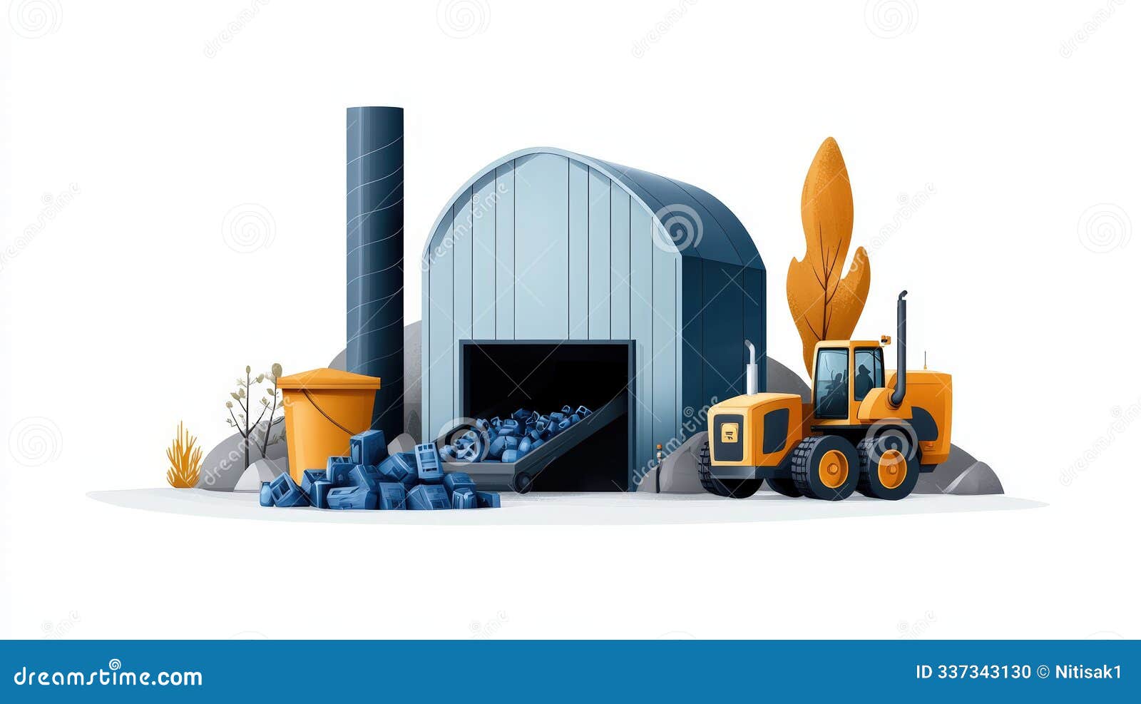 A Modern Recycling Facility With Machinery And A Loading Dock Designed ...