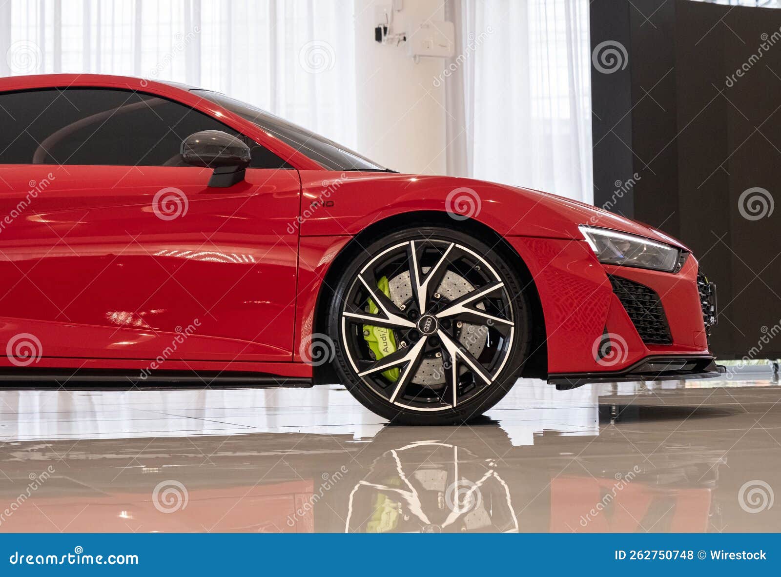 Modern Red Audi R8 Sport Plus In Studio In The Showroom Editorial Image ...
