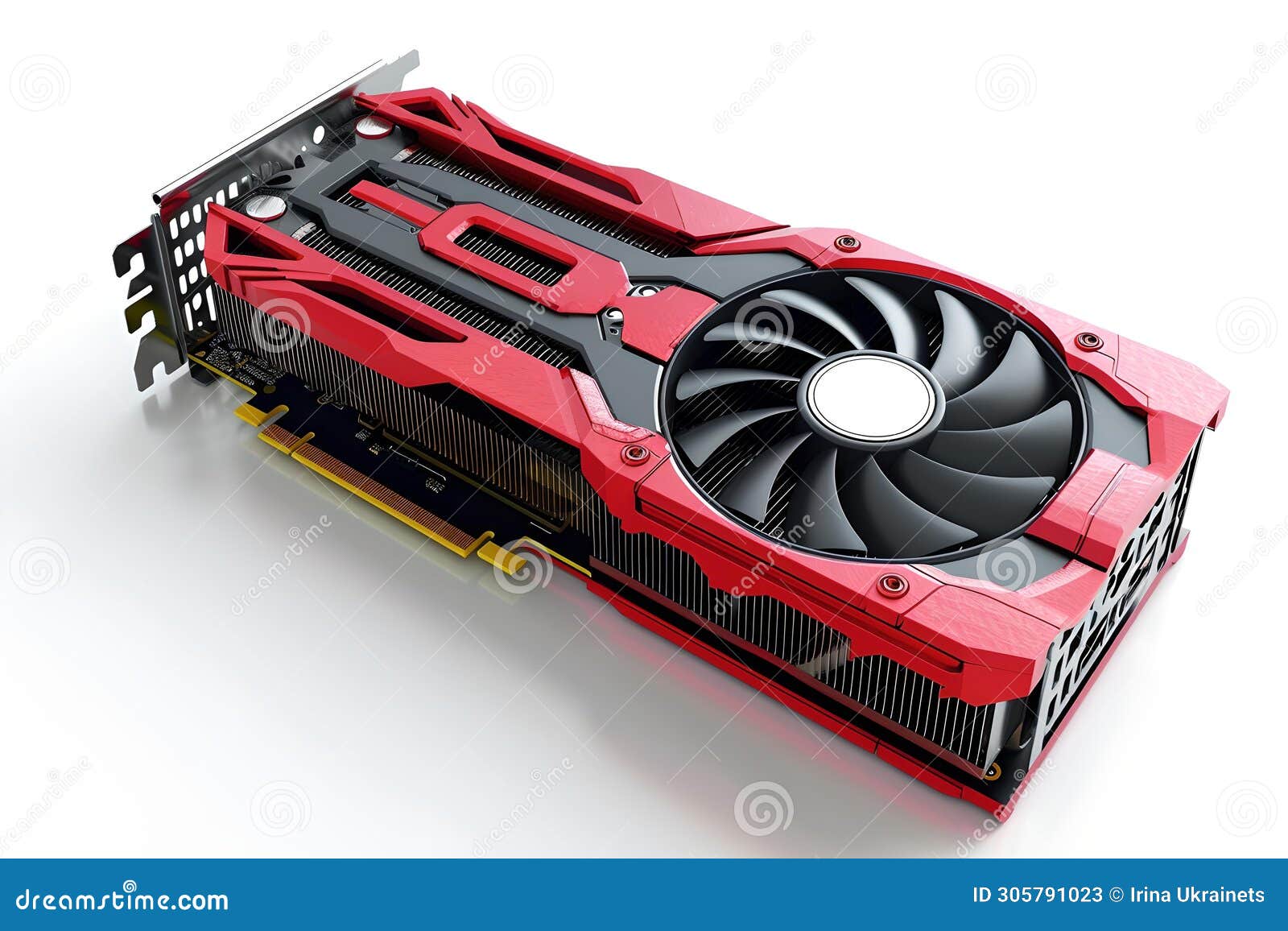 Modern Red and Black Graphics Card Isolated on White Background. High ...