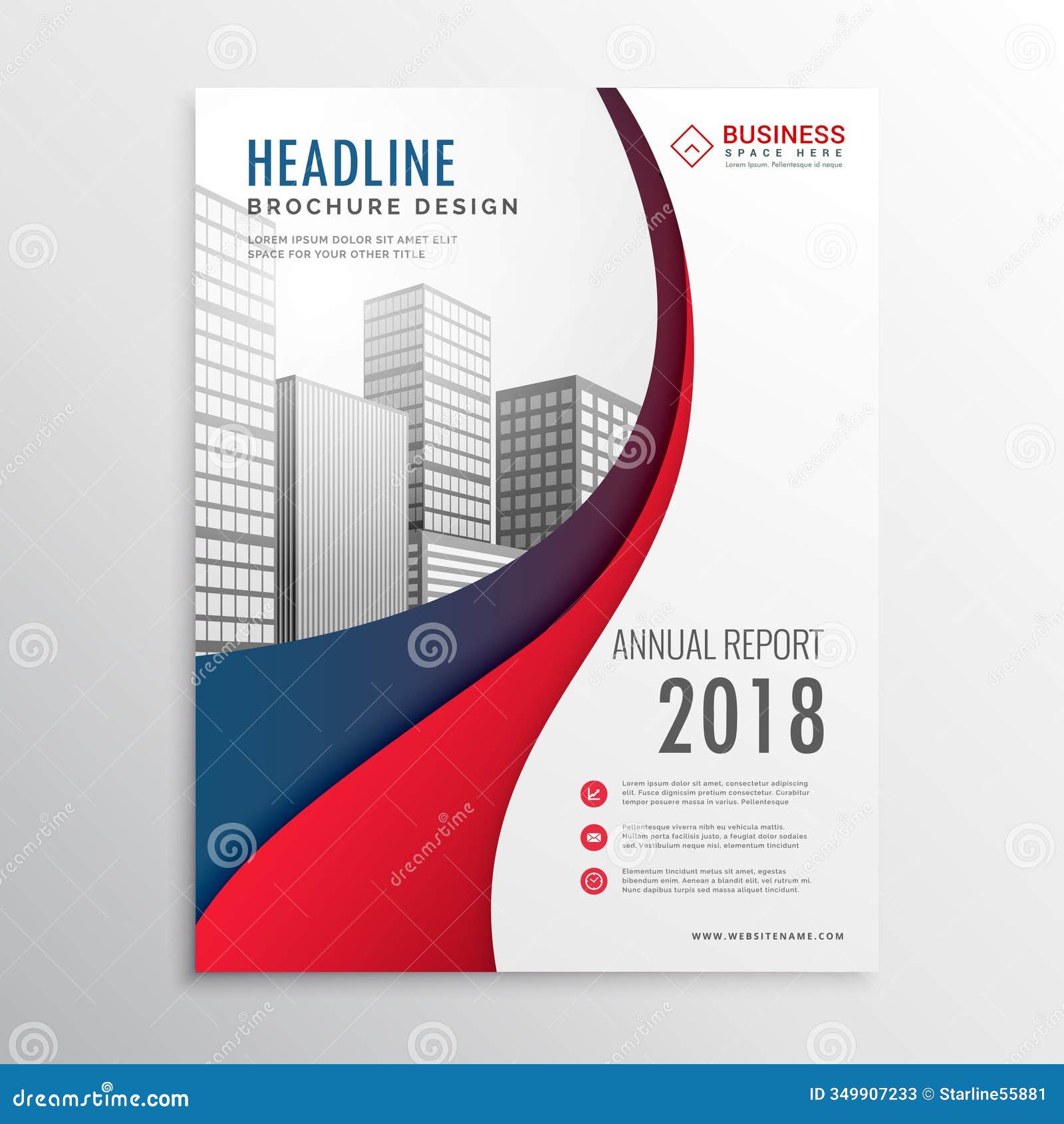 Modern Red and Blue Wave Business Brochure Template Design Stock Vector ...