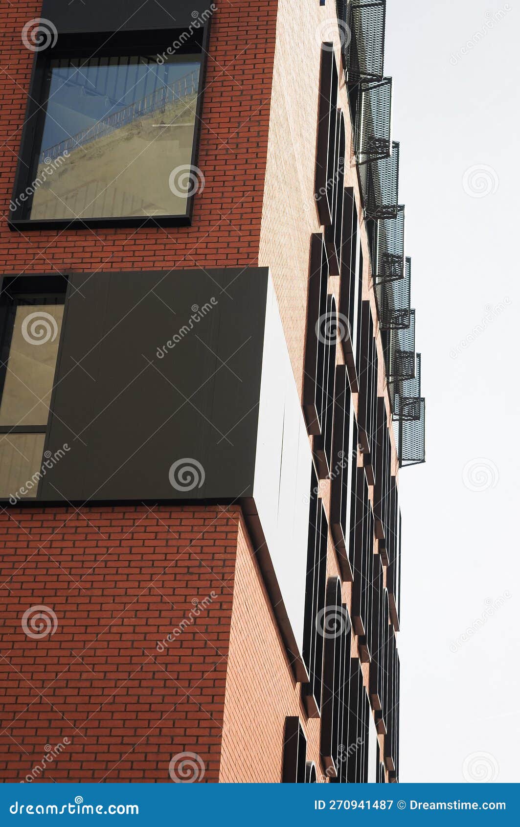 Modern Red Brick Building Details. Stock Image - Image of light, cloud ...