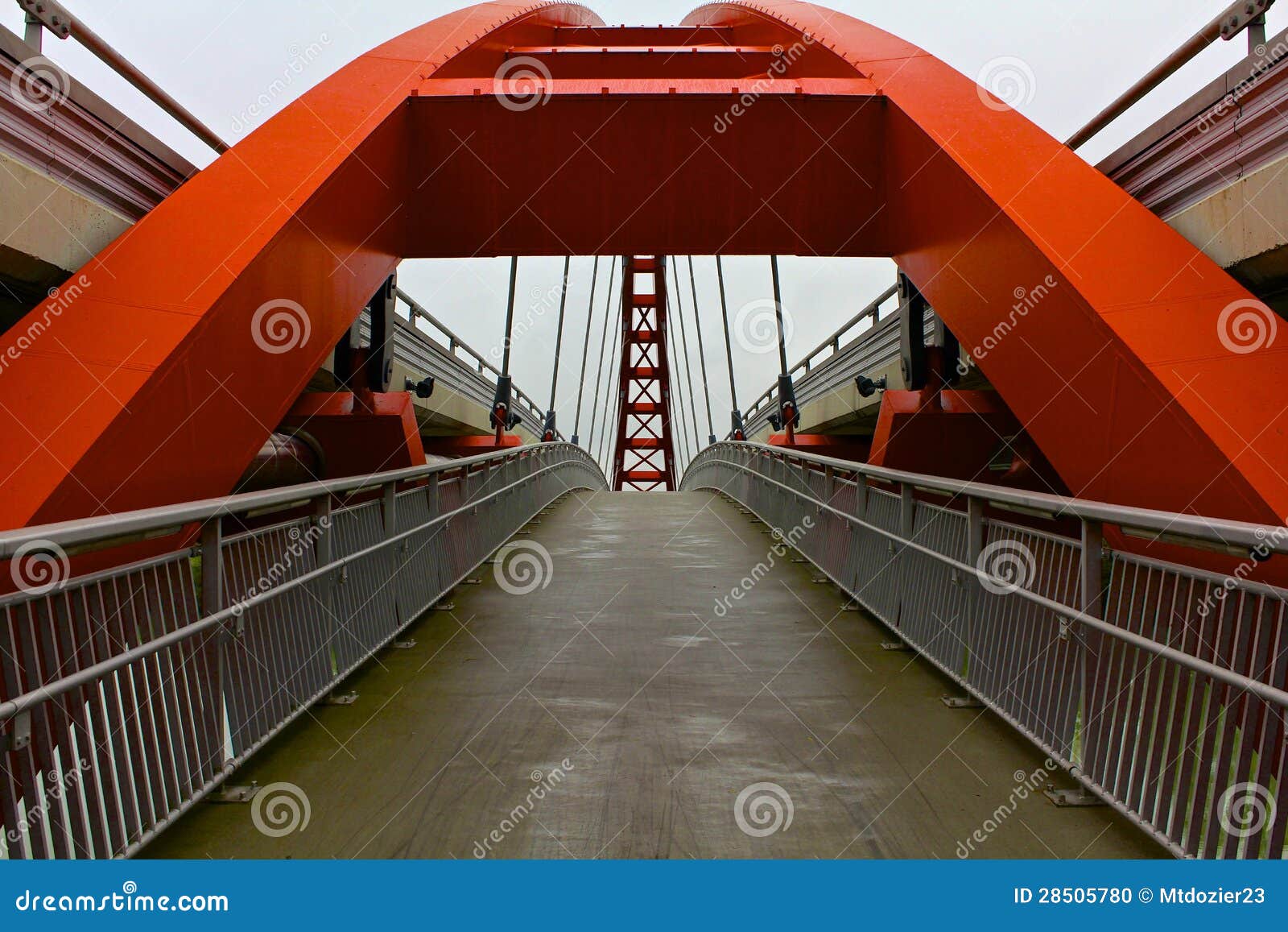 Modern Red Bridge stock photo. Image of architecture - 28505780