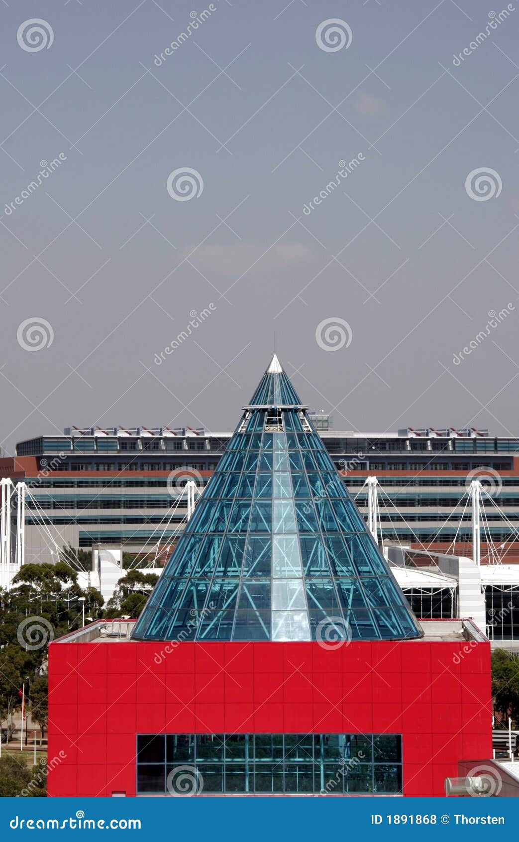 Modern Red Building with Class Cone Roof Stock Photo - Image of ... Modern Red Building with Class Cone Roof Stock Photo - Image of ...