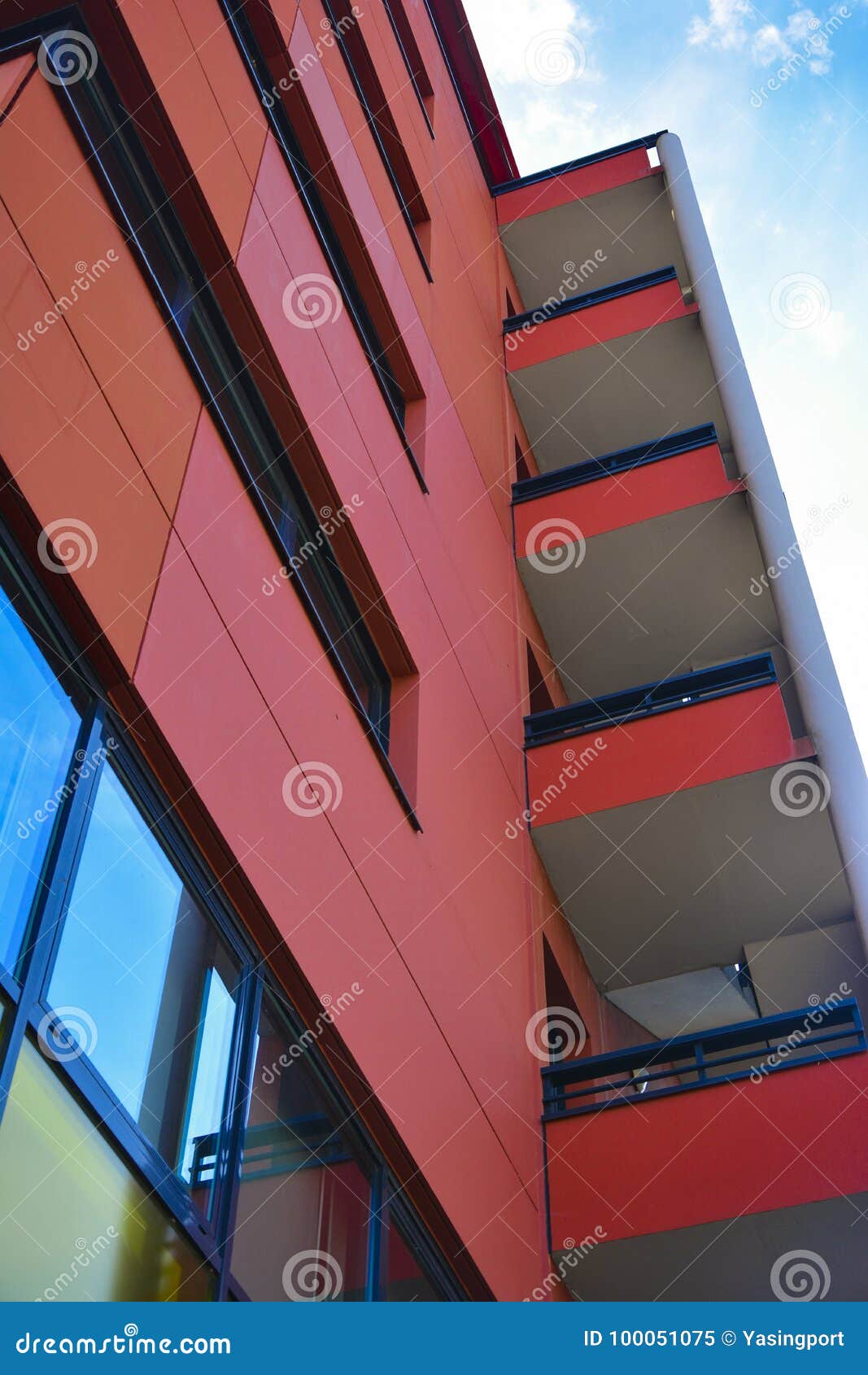 Modern Red Building with Offices Stock Image - Image of facade, modern ...