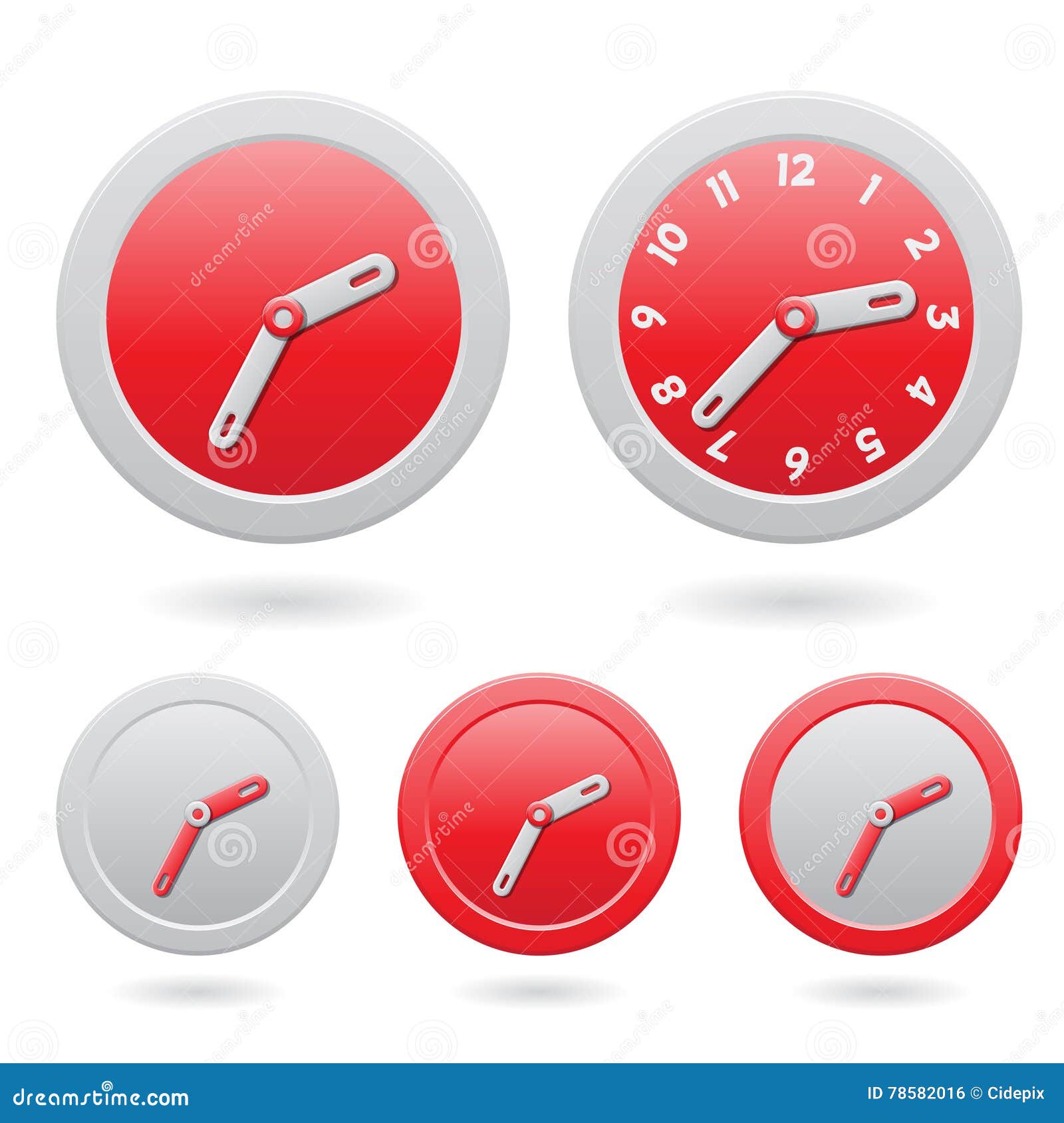 Modern Red Clocks on White stock vector. Illustration of graphic - 78582016