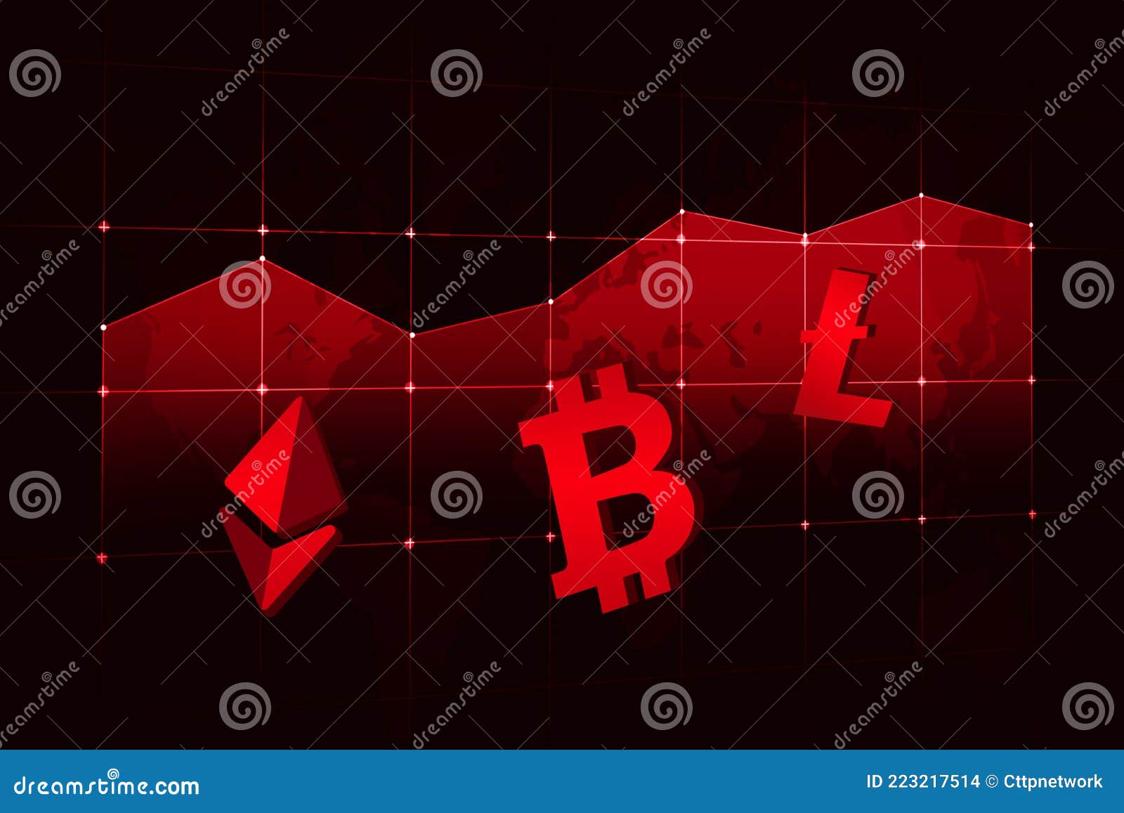 Modern Red Crypto Currency Market Crash Backdrop with Red Graphical ...