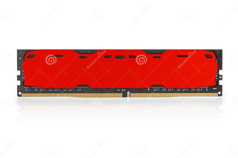 Modern Red DDR RAM Memory Module Isolated with Clipping Path Stock Image - Image of module ...