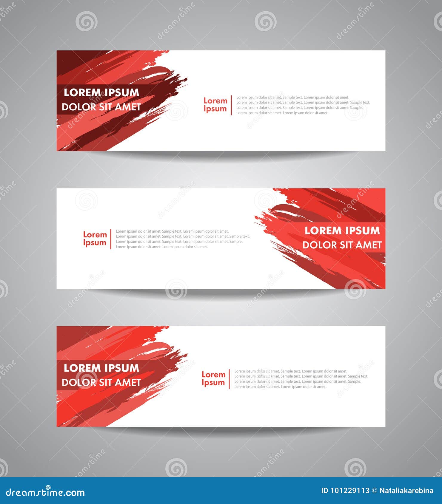 Modern Red Design Banner. Set Template Stock Vector - Illustration of ...