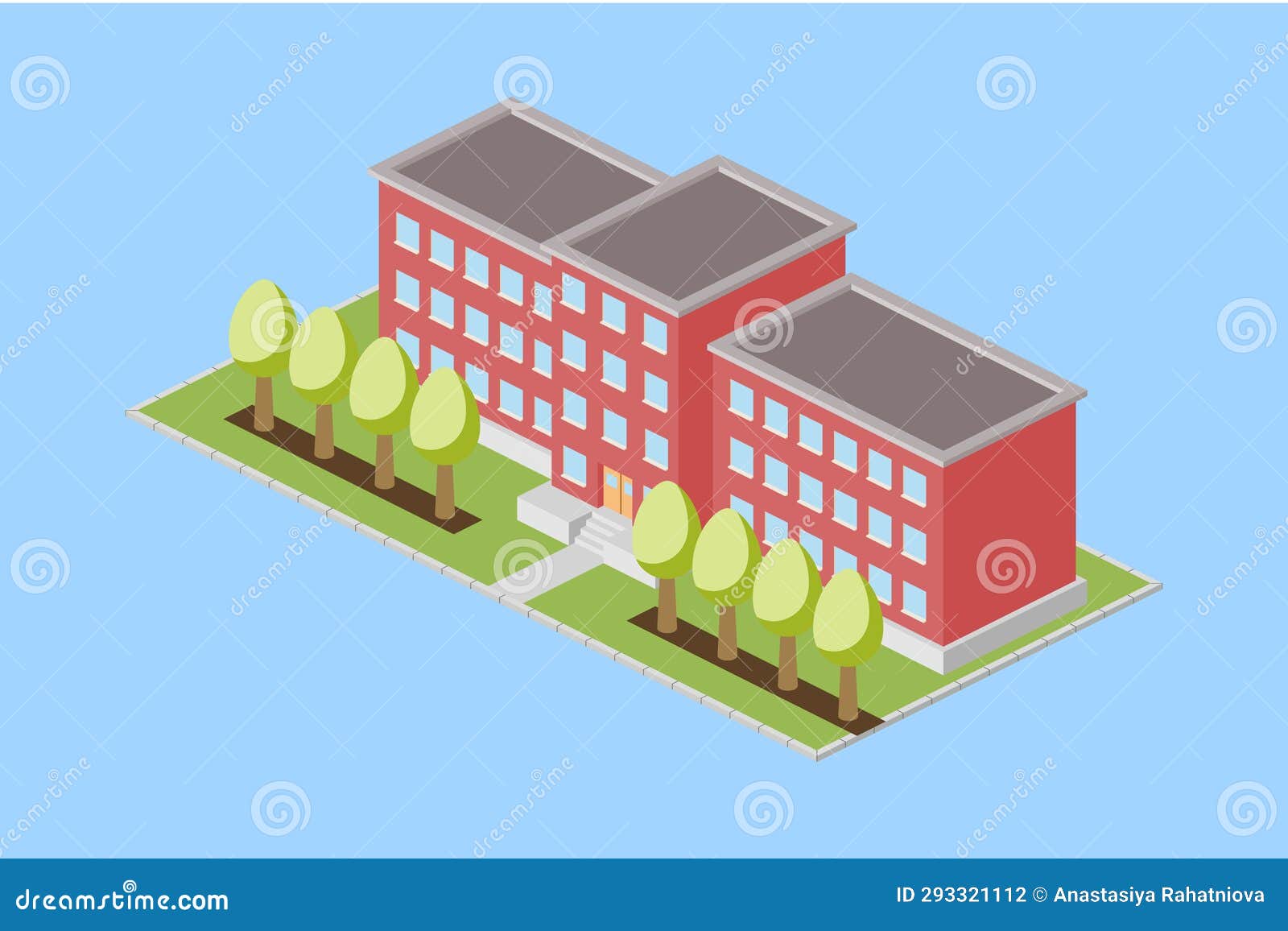 Brick Administrative Building Vector Illustration | CartoonDealer.com ...